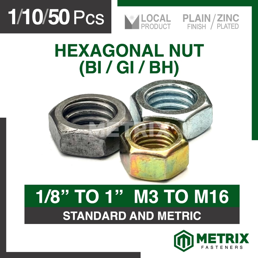 1/10/50pc Ordinary Hexagonal Nut / BI Hex Nut / GI Hex Nut / BH Nut ...