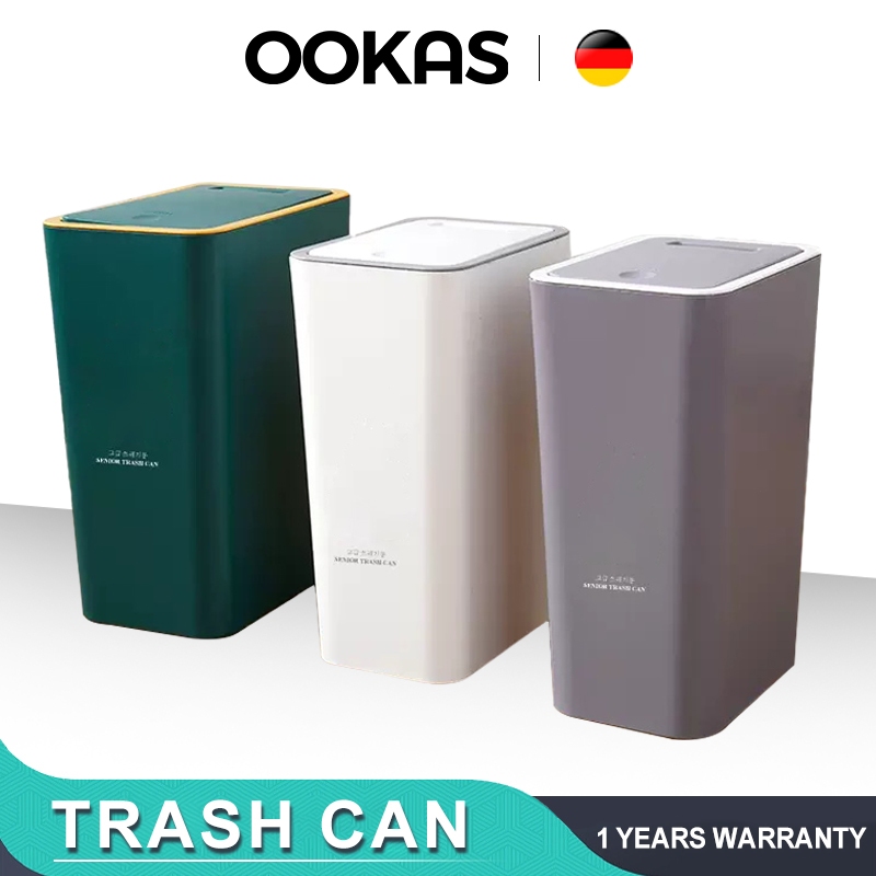 OOKAS Nordic Trash Can With Cover Large Press-Type Trash Bin ...