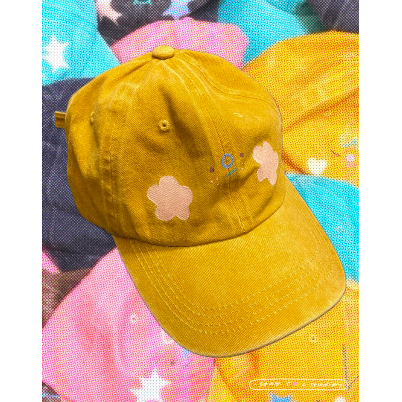 Hand-painted Cap | Cool Cap | Vintage Cap | Yellow | Shopee Philippines