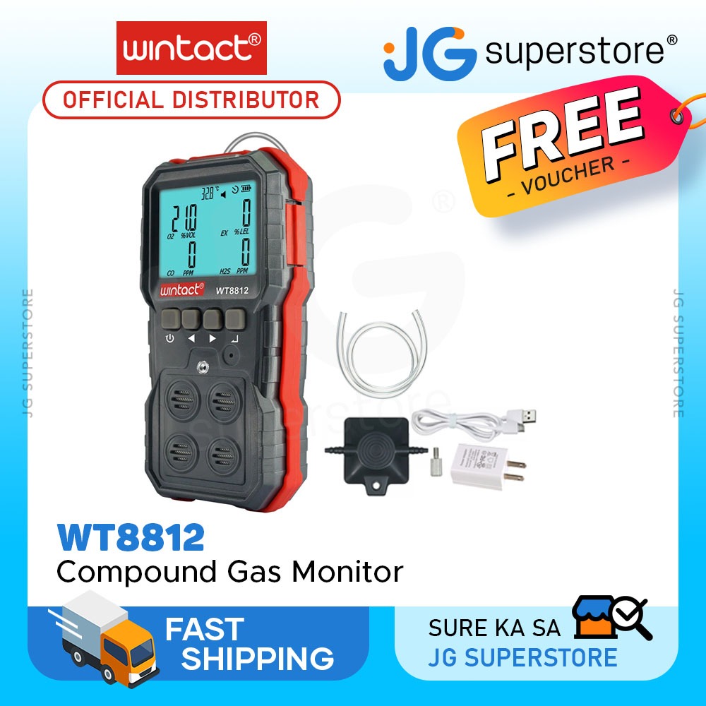 Wintact WT8812 Compound Gas Monitor Meter w/ Detachable Funnel Plate ...