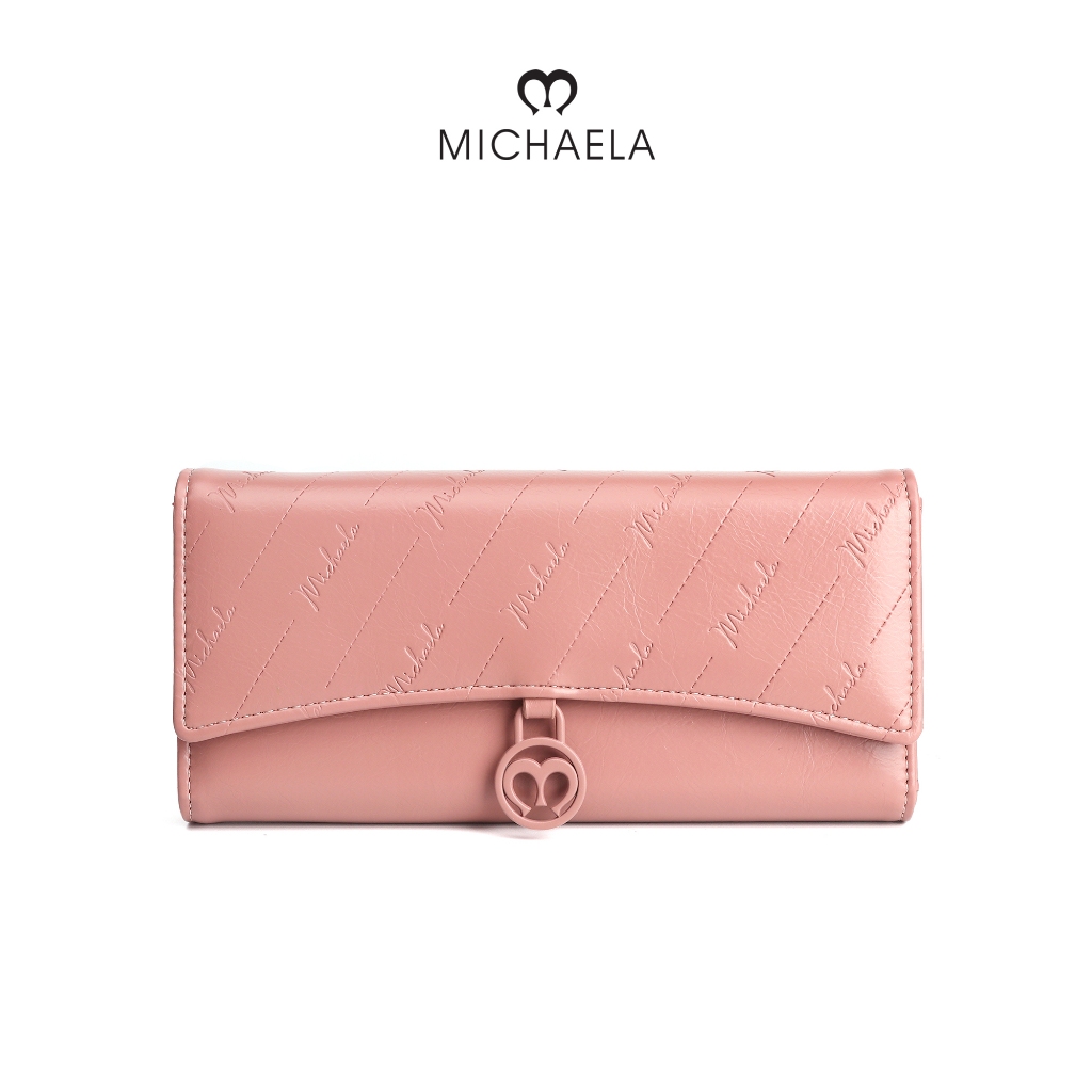 MICHAELA Curved Flap Wallet with Gift Box MICHAELA Lettering Embossed ...