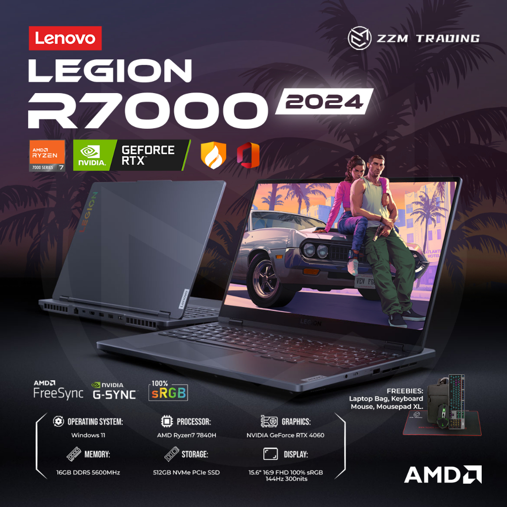 Lenovo R7000 15.6" Gaming Laptop R7-7840H FHD 144Hz RTX 4060 | 16GB DDR5 512GB NVMe SSD ZZM ...