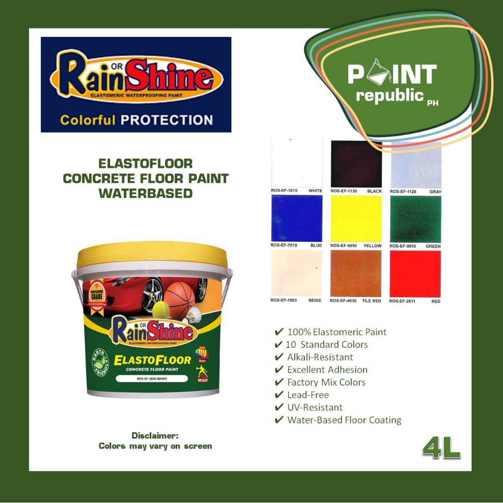 Rain or Shine Elastofloor Waterbased Flooring Paint-4L | Shopee Philippines