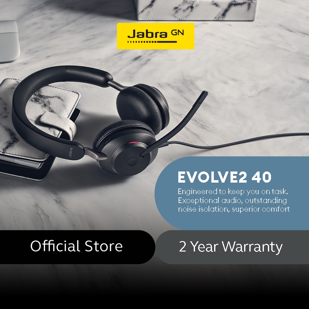 Jabra Evolve2 40 MS Stereo Wired Headsets USB-A Passive Noise ...