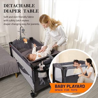 Foldable Baby Crib and Playpen 2 layer (with mosquito net storage bag ...