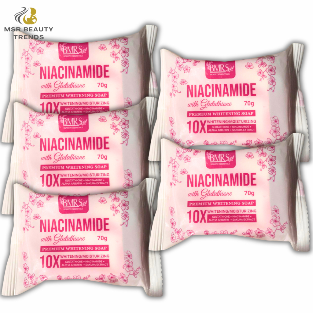 BMRS NIACINAMIDE with GLUTATHIONE PREMIUM WHITENING SOAP (5pcs ...