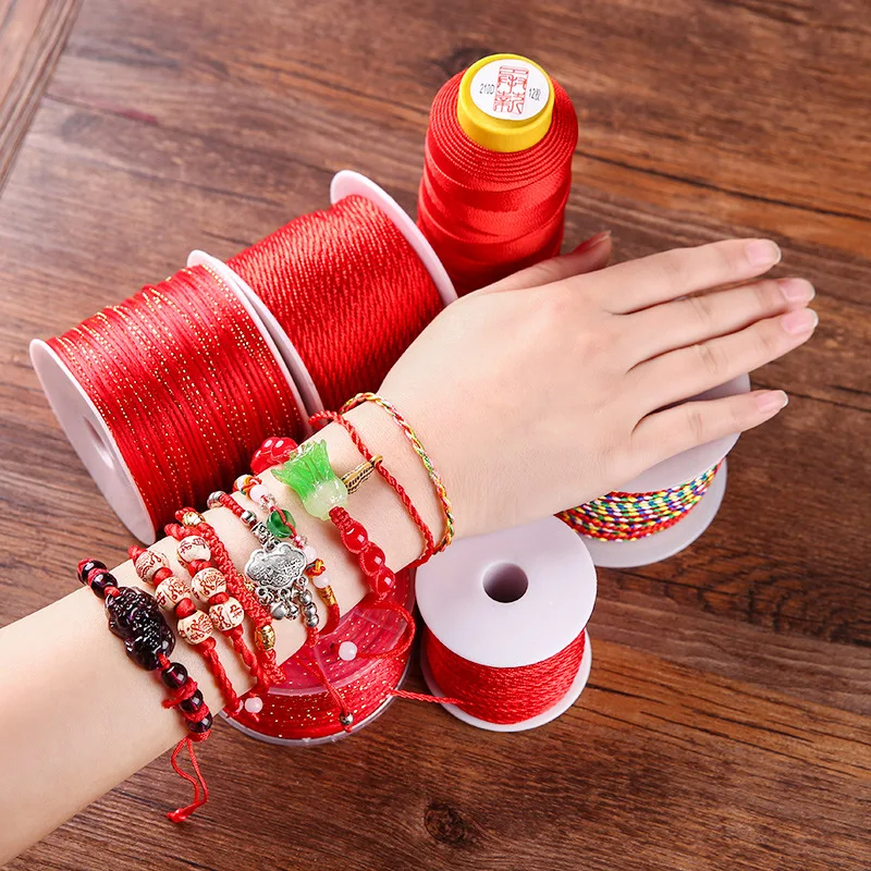 BUTTERFLY.PHC Red Nylon Thread Chinese Knot Braided Cord Bracelet DIY ...