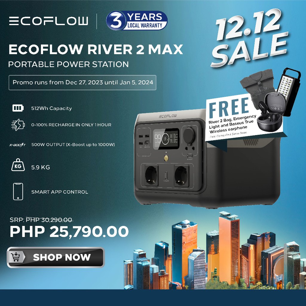 Ecoflow RIVER 2 Max 220V Portable Power Station 512Wh Solar Generator ...