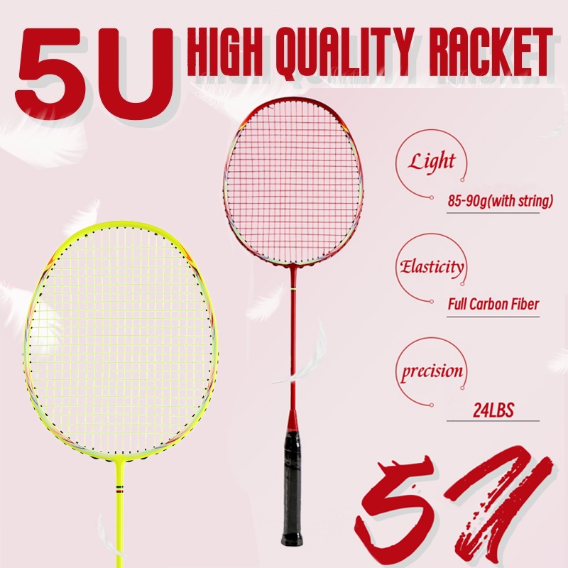 Badminton Racket 5U 30lbs Single Full Carbon Firber for Training ...