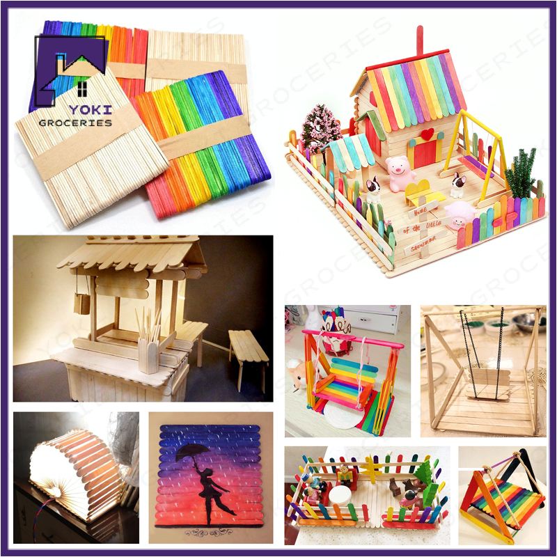 50pcs/pack Wooden Popsicle Stick Ice Cream Sticks Arts & Crafts ...