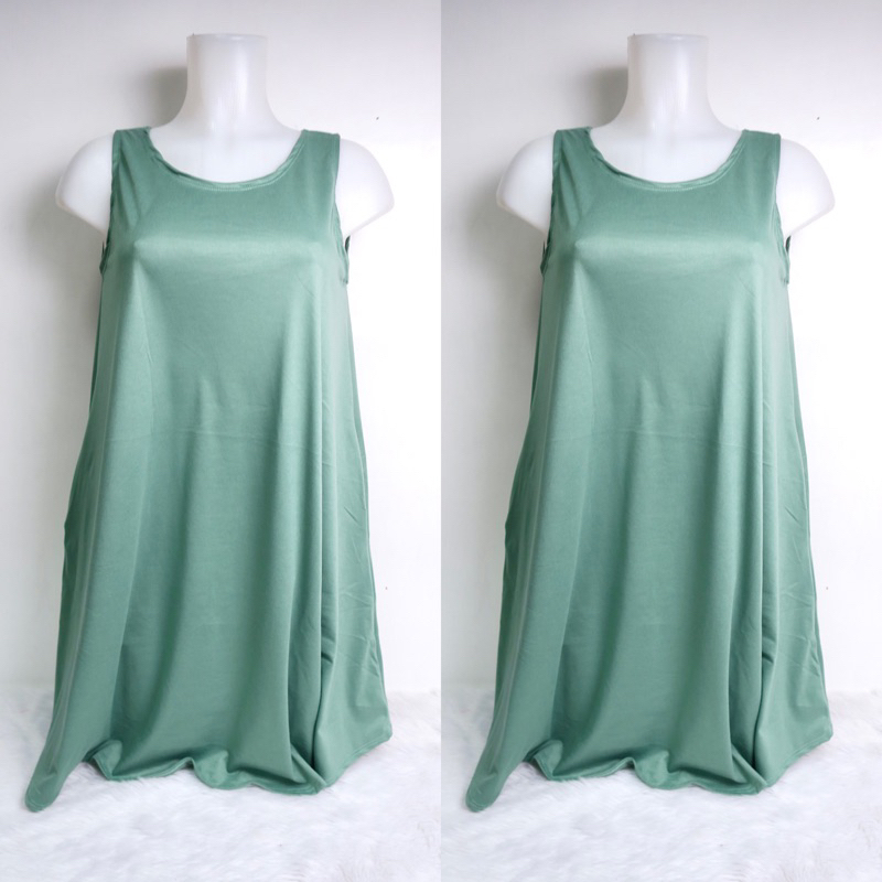 Plus Size Plain Regular Sleeveless Sando Dress With Pockets|Fits M to ...