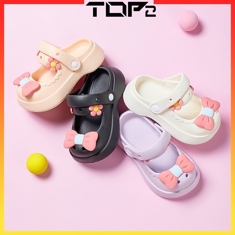 [TOP2] Girls Clogs Sandals Summer Slippers Hole Shoes Cute Bowknot ...