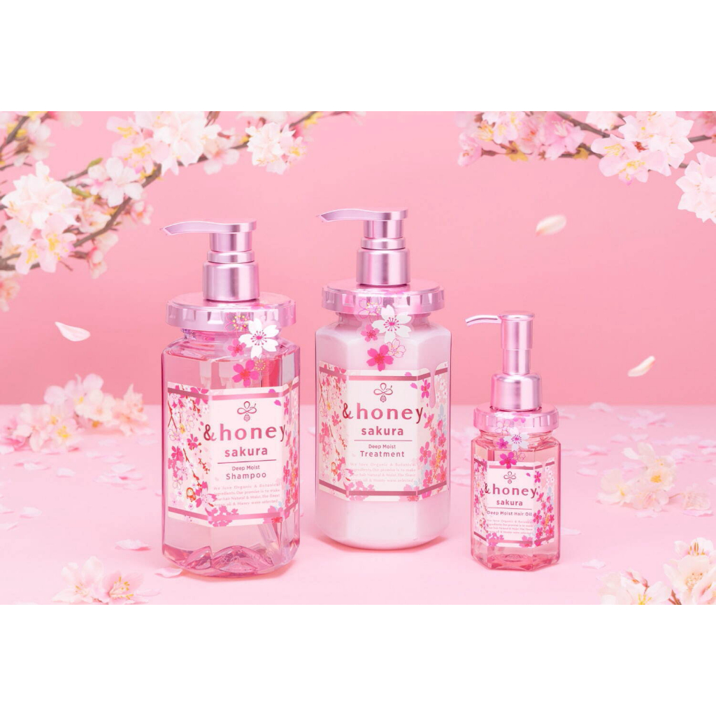 &honey Sakura Deep Moist Shampoo (440ml) Melty Moist Repair Treatment (445g), Made in Japan ...