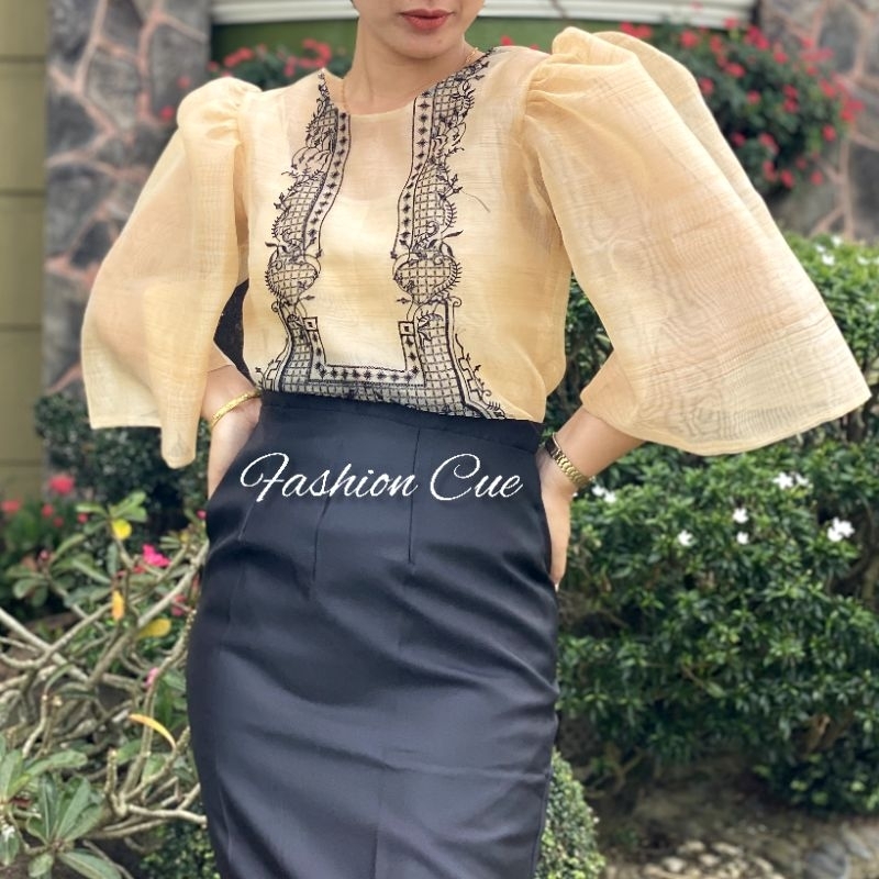 Maria Clara Ibara Mocha / Black Kimona Top | Shopee Philippines