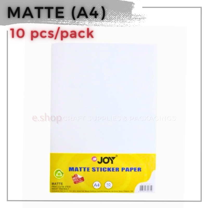 JOY Sticker Paper A4 Matte Glossy 10pcs | Shopee Philippines