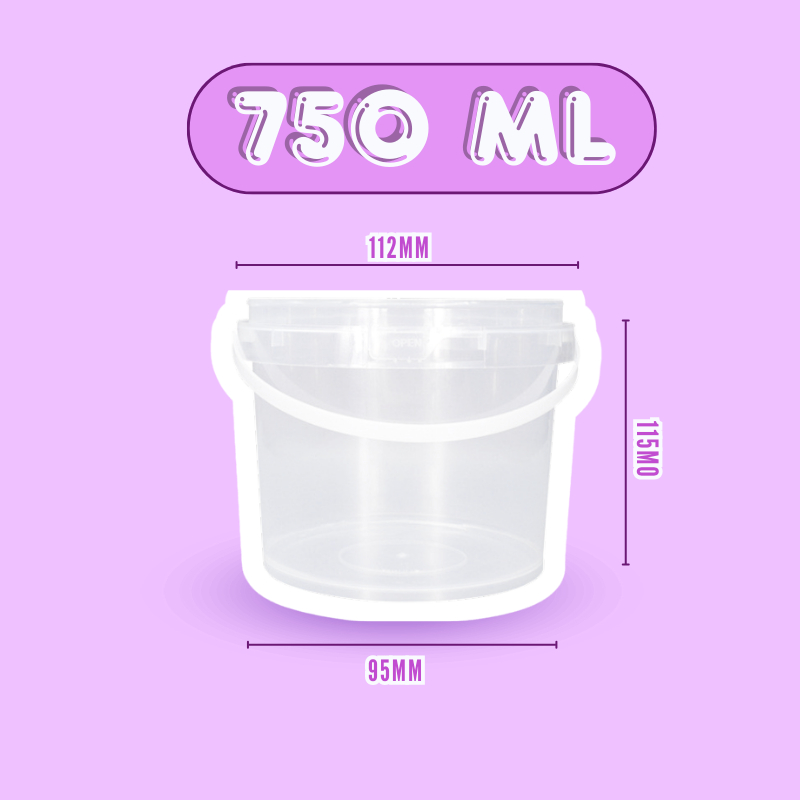ON HAND 500ml/750ml/1000ml Round Clear Plastic Bucket Container With ...