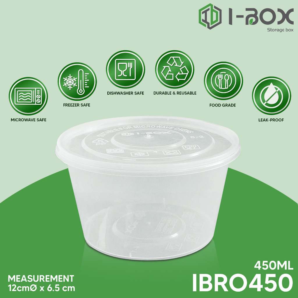 [10 PCS] IBOX ROUND SERIES RO450/ 450ML CLEAR CONTAINER FOOD STORAGE ...