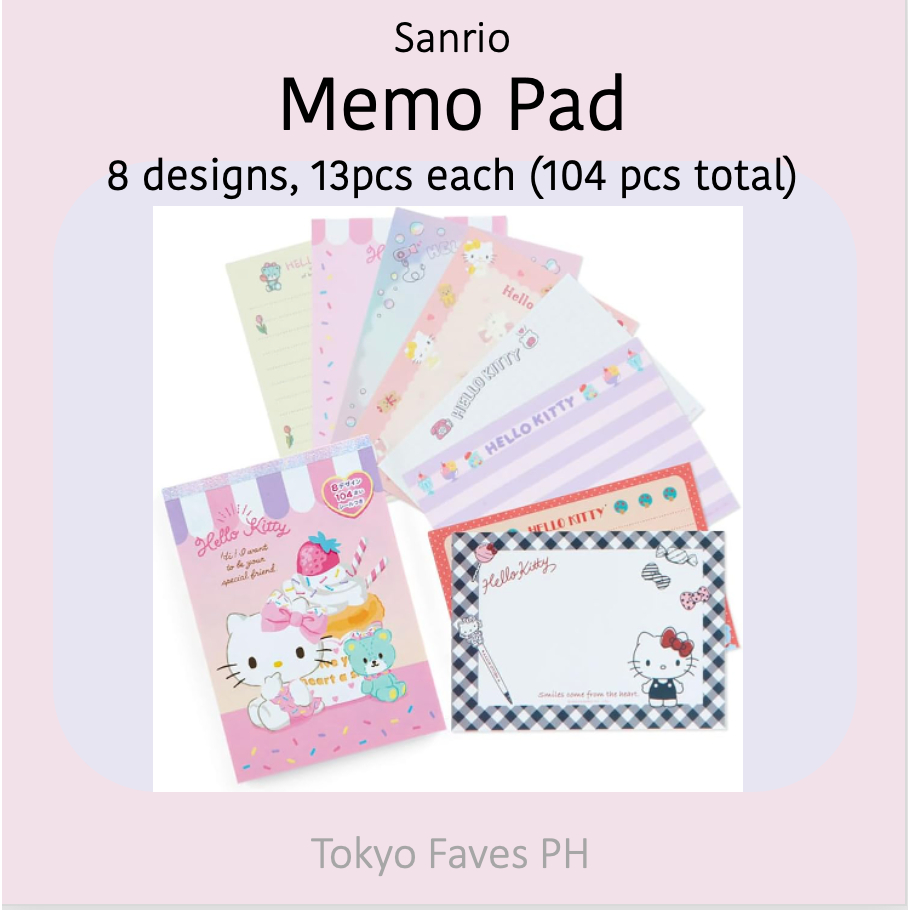 Sanrio Memo Pad Made in Japan Hello Kitty Cinnamoroll Kuromi My Little ...