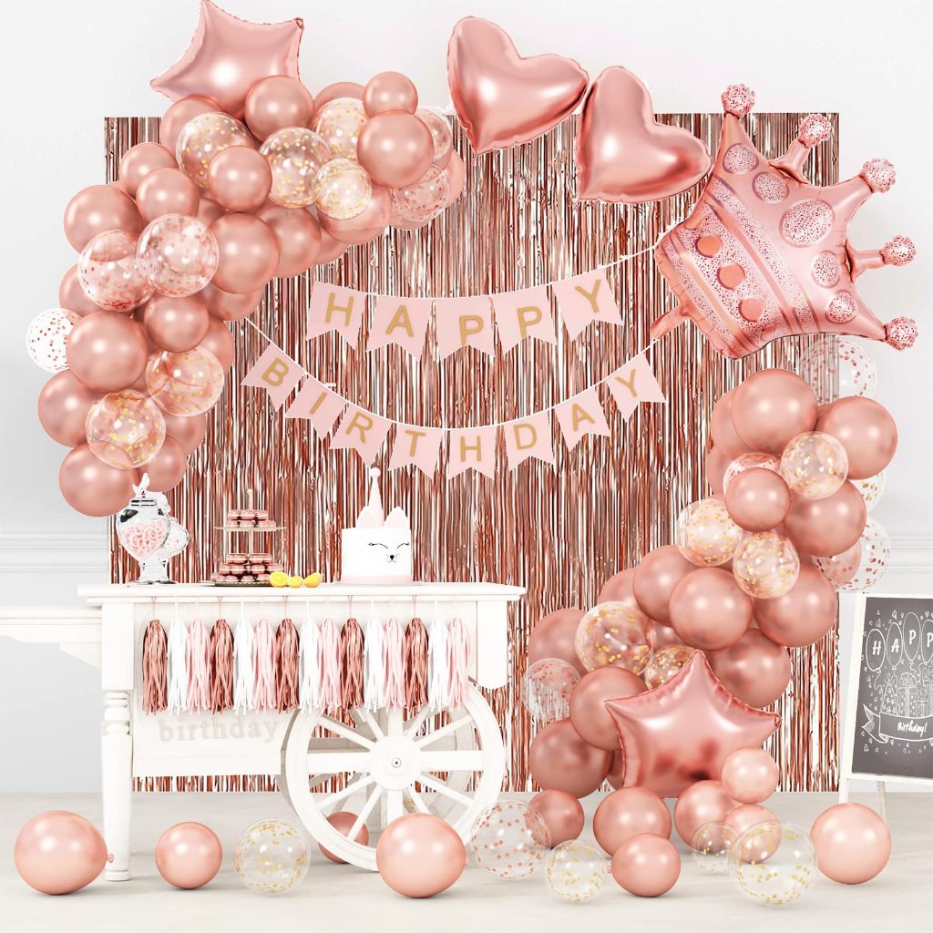 69pcs Rose Gold Birthday Party Decoration Set For Girl Birthday Theme ...