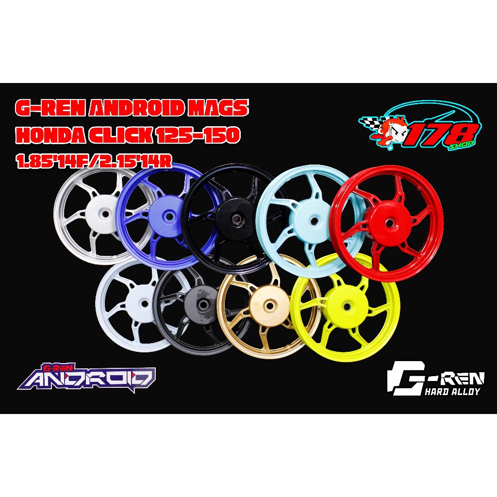 G-ren android 6 mags click125/150/160 v1/v2/v3 14“ | Shopee Philippines