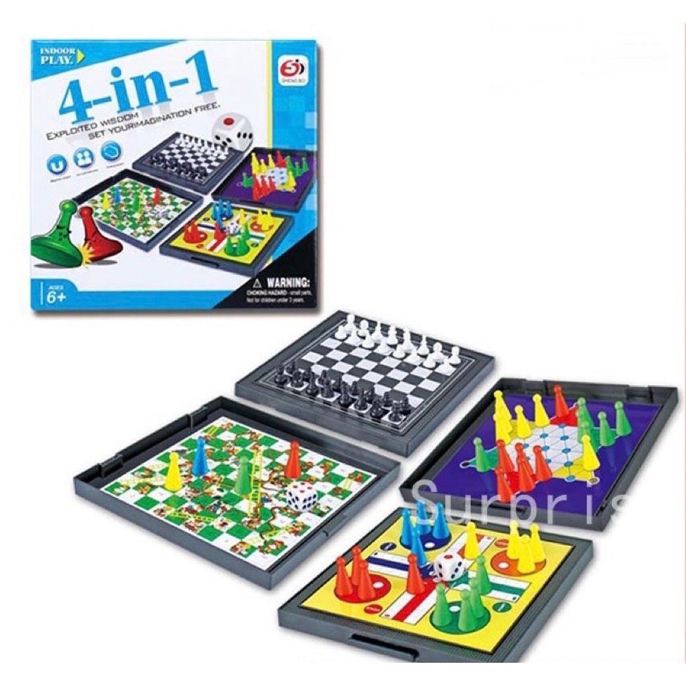 s2toys1 Mini 4 in 1 Board Game Portable Travel Board Game Toy For ...