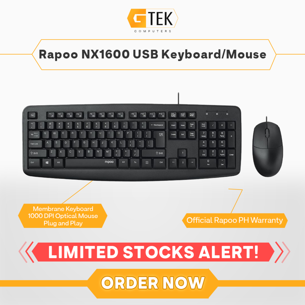 Rapoo Nx1600 Wired Usb Keyboard Optical Mouse Combo Shopee Philippines