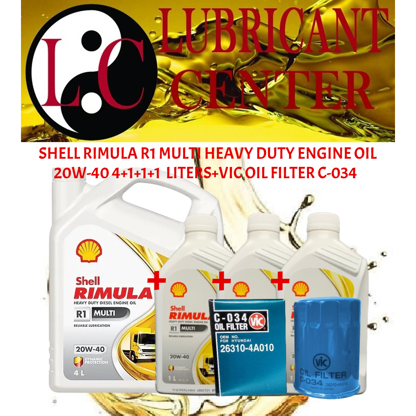SHELL RIMULA R1 MULTI HEAVY DUTY ENGINE OIL 20W-40 7 LITERS+VIC OIL ...