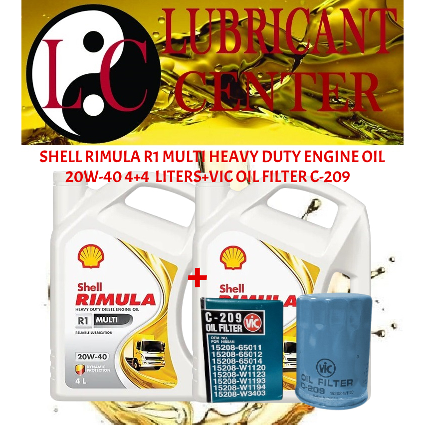 SHELL RIMULA R1 MULTI HEAVY DUTY ENGINE OIL 20W-40 8 LITERS+VIC OIL ...