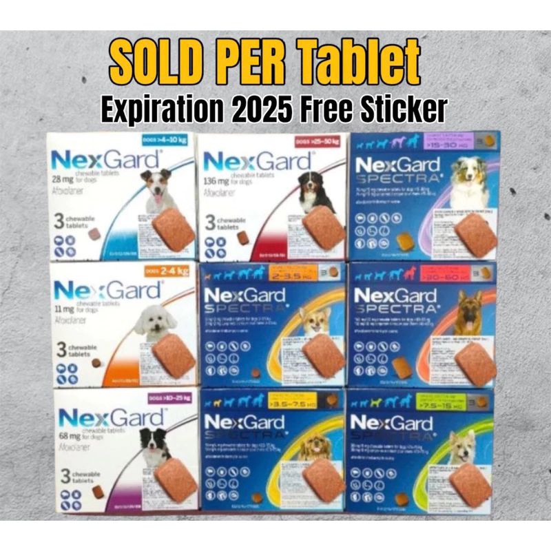 Nexgard Plain white Chewable (1 tablet only FREE Sticker) | Shopee ...