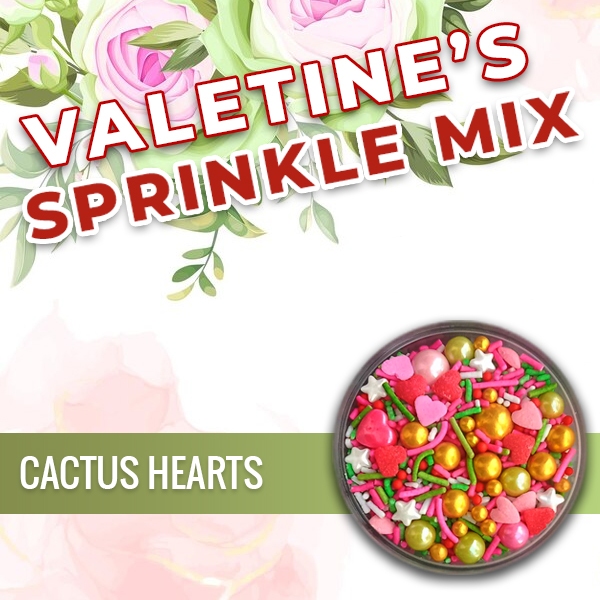 Cactus Hearts - Candy Sprinkle Mix - Edible Decor Candy Cake Sprinkle Valentines - Cupcake ...