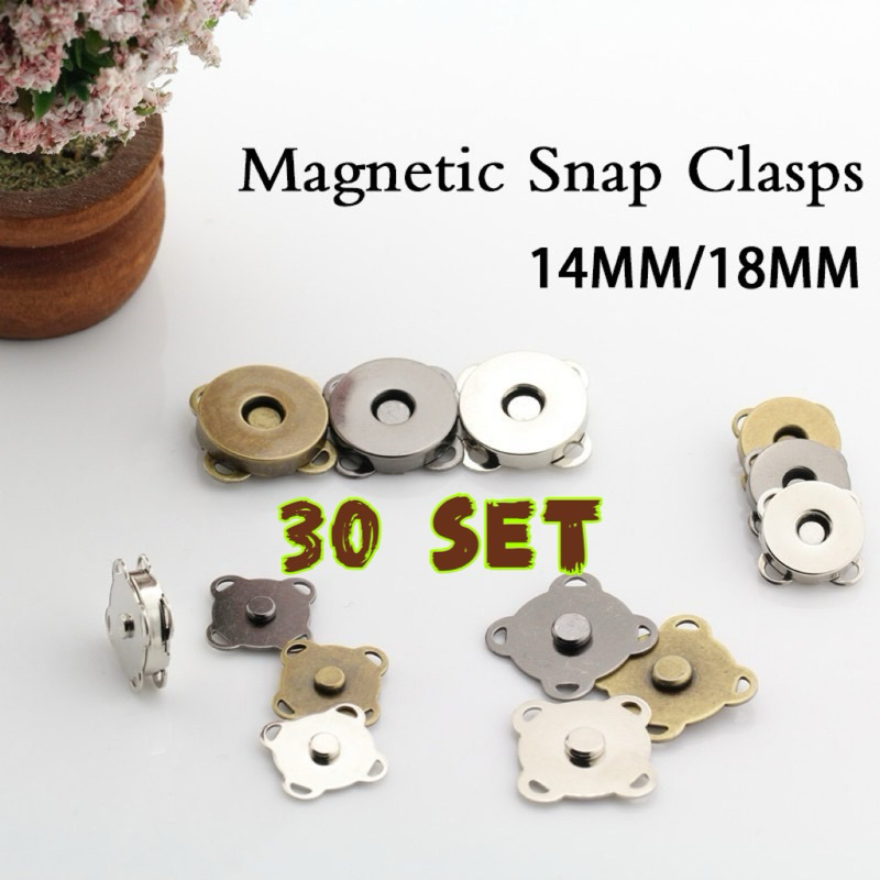 30 PAIRS Handbag Purse Bag Snap Magnetic Clasps Component DIY Magnetic ...