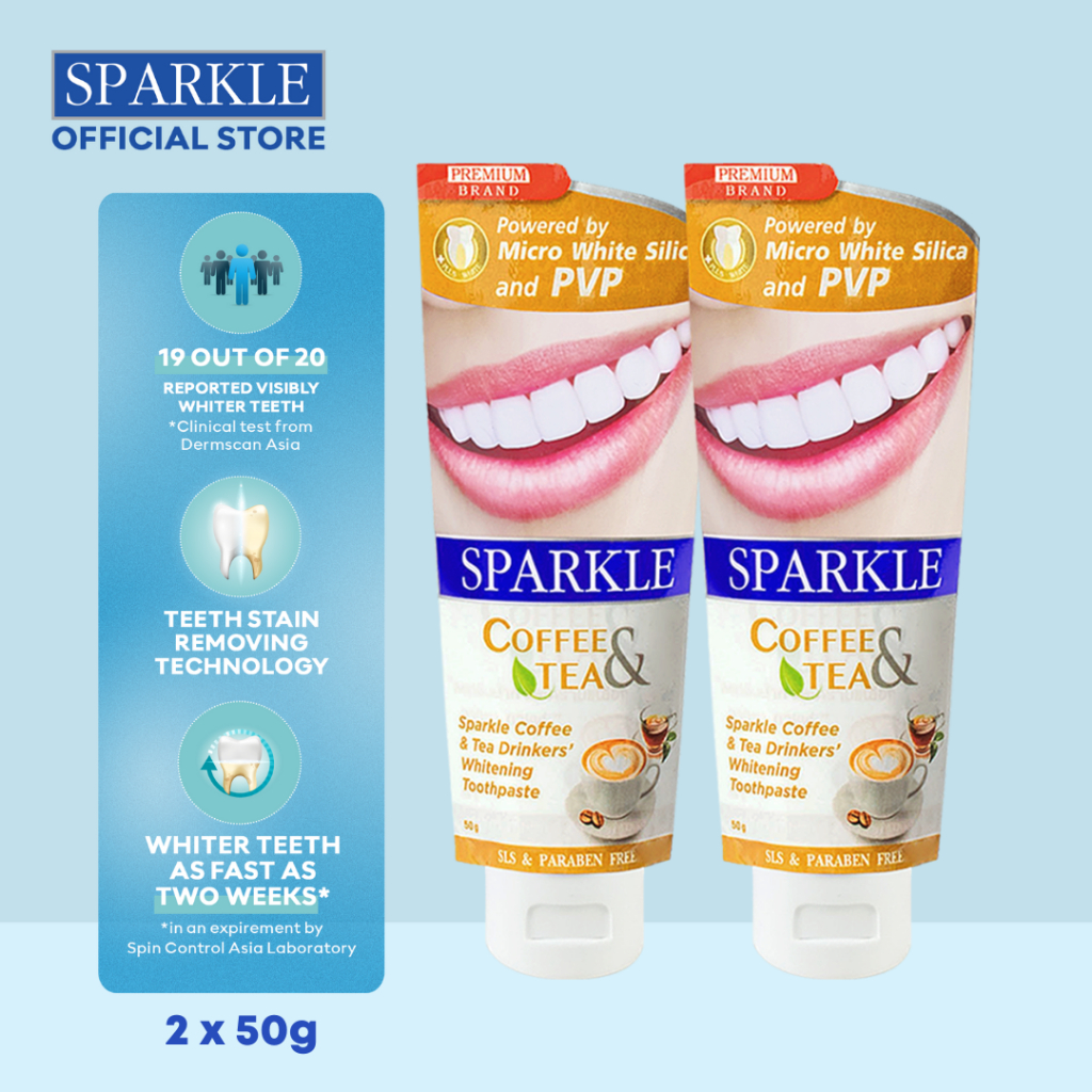 SPARKLE Coffee & Tea Drinkers' Whitening Toothpaste 50g, Bundle of 2 ...