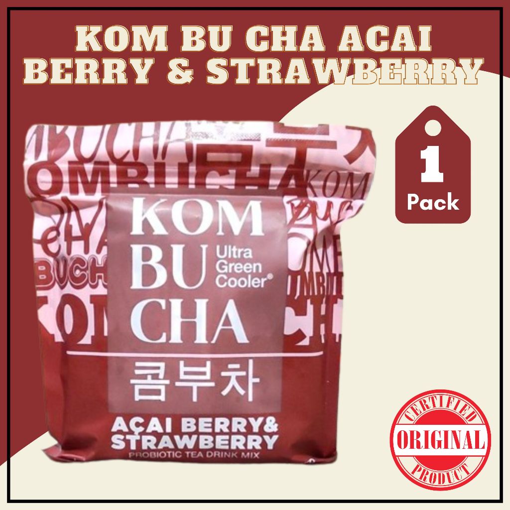 Original Kom Bu Cha Acai Berry & Strawberry Probiotic Tea Drink Mix | Shopee Philippines