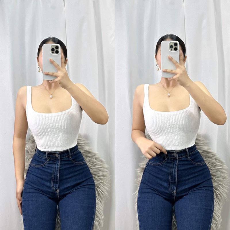 Lovely Basic Square Tank Sando Croptop | Shopee Philippines