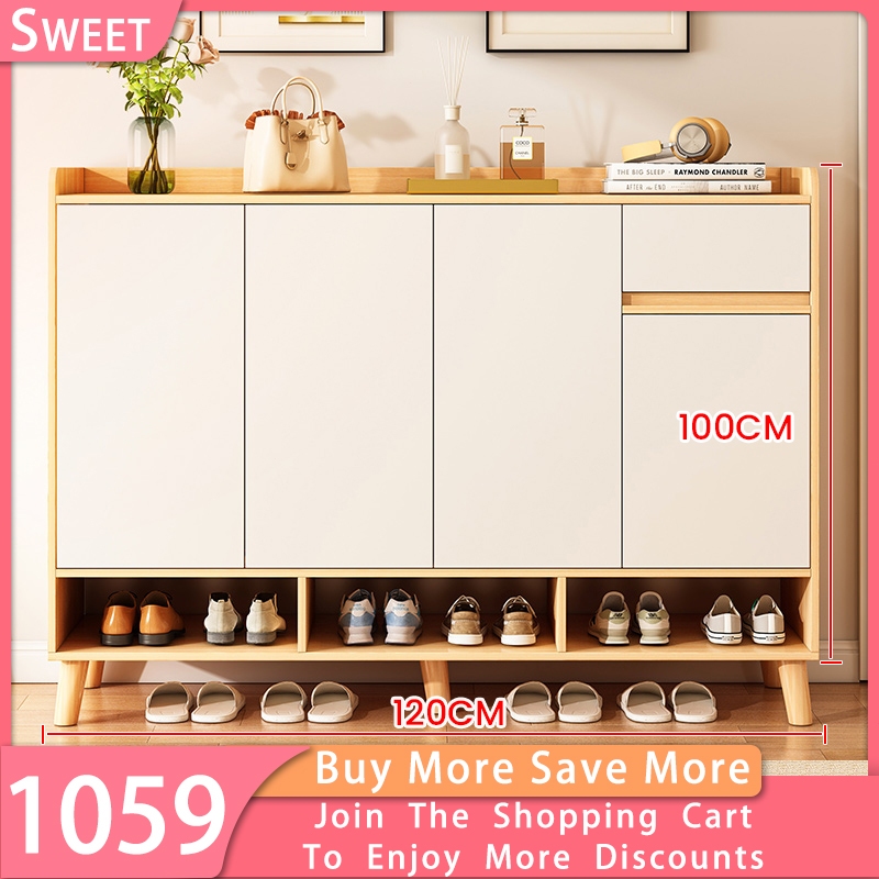 SWEETHOME-Wooden shoe rack cabinet high-capacity organizer wood with ...