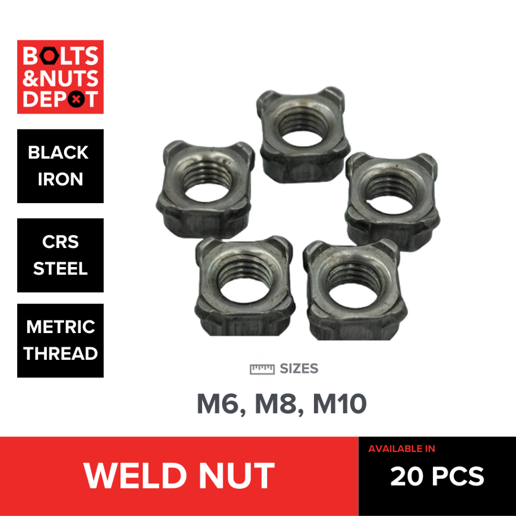 WELD NUT BLACK IRON FINISH M6, M8, M10 - PER 20 PCS | Shopee Philippines