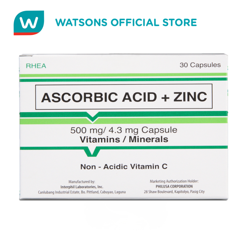 RHEA Ascorbic Acid plus Zinc 30 Capsules | Shopee Philippines