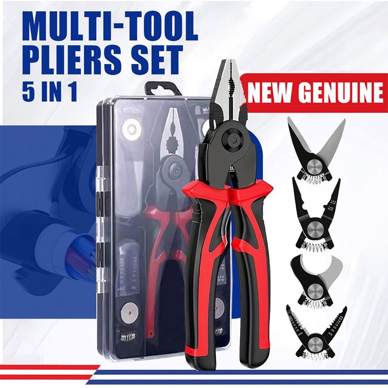 5 in 1 Multi-tool Pliers Set With Wire Cutters Scissors Cable Cutter ...