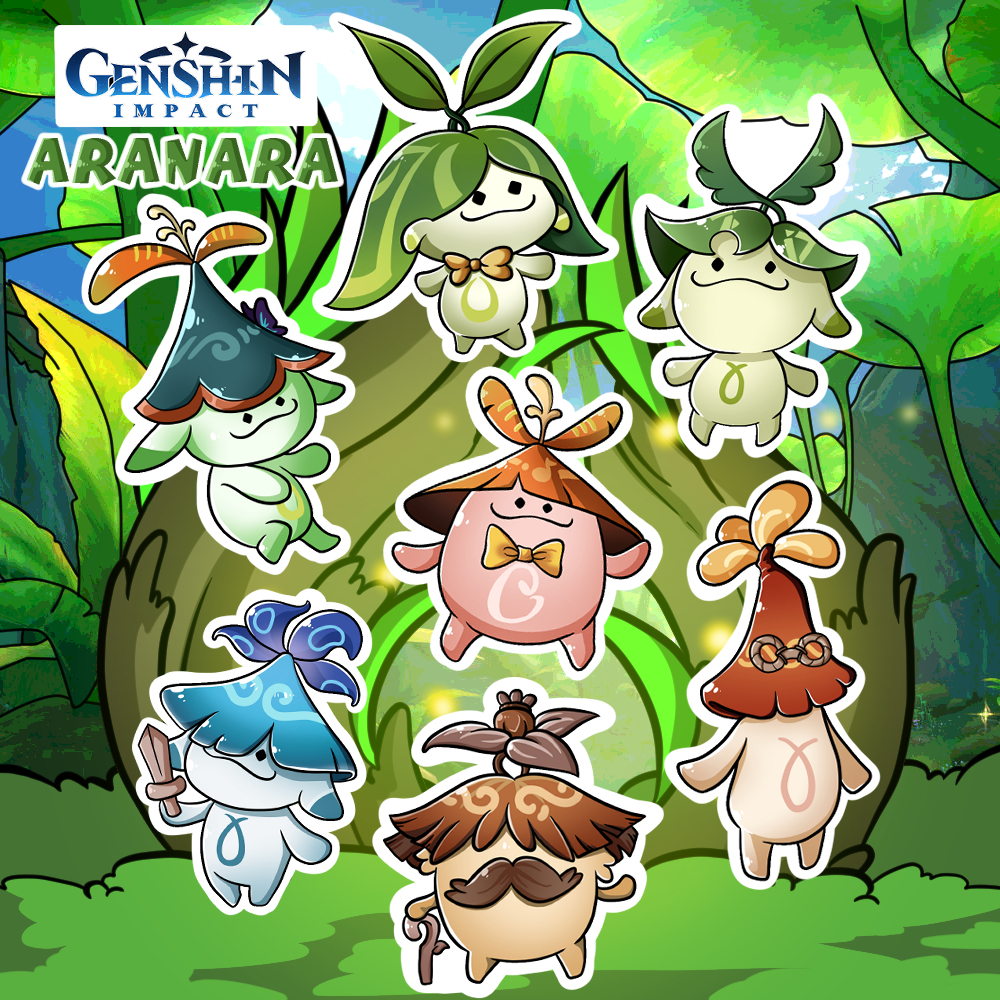 GENSHIN IMPACT ARANARA Stickers Shiny Hologram Dotted Stickers ...