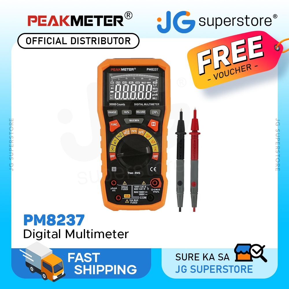 Peakmeter PM8237 1000V AC & DC Digital Multimeter, Dual Test Leads, USB ...