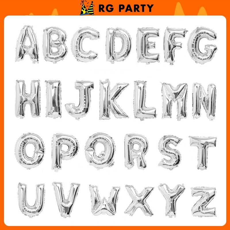 【Silver Letter Balloon】16inch Alphabet Letter Foil Balloons Birthday ...