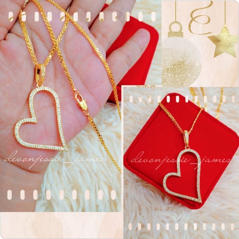 10k Pure Gold Big Open Heart Necklace For women | Shopee Philippines