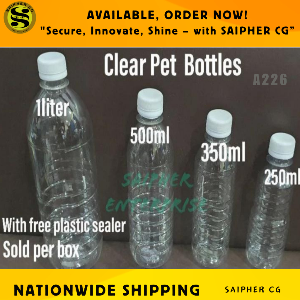 High Quality15pcs to 70pcs 250ml/350ml/500ml/1000ml Pet bottle with free plastic sealer sold per ...