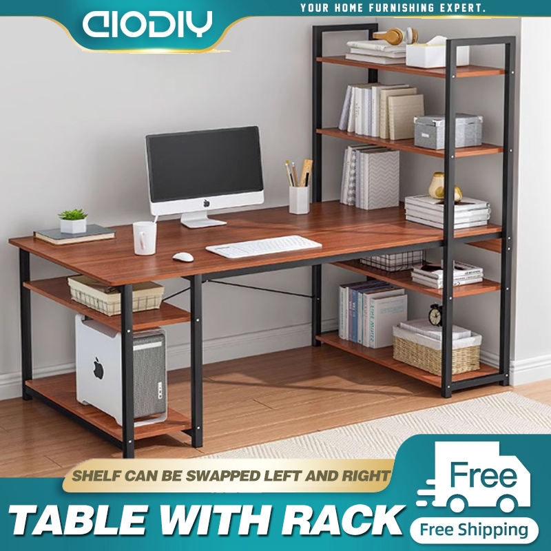 Study Table with Book Shelf Desktop Table Computer Table with Shelves ...