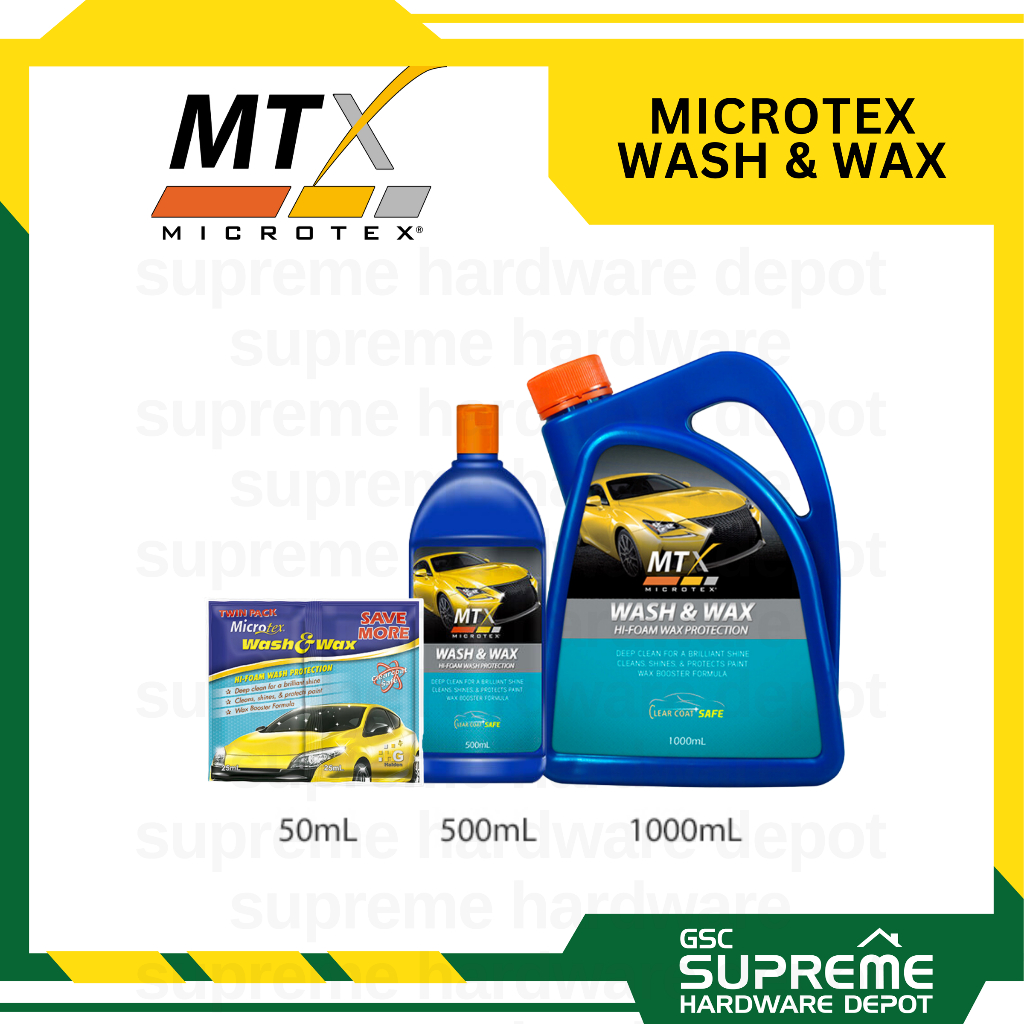 Microtex MTX Wash and Wax Car Shampoo 500mL 1000mL (1L) | Shopee ...