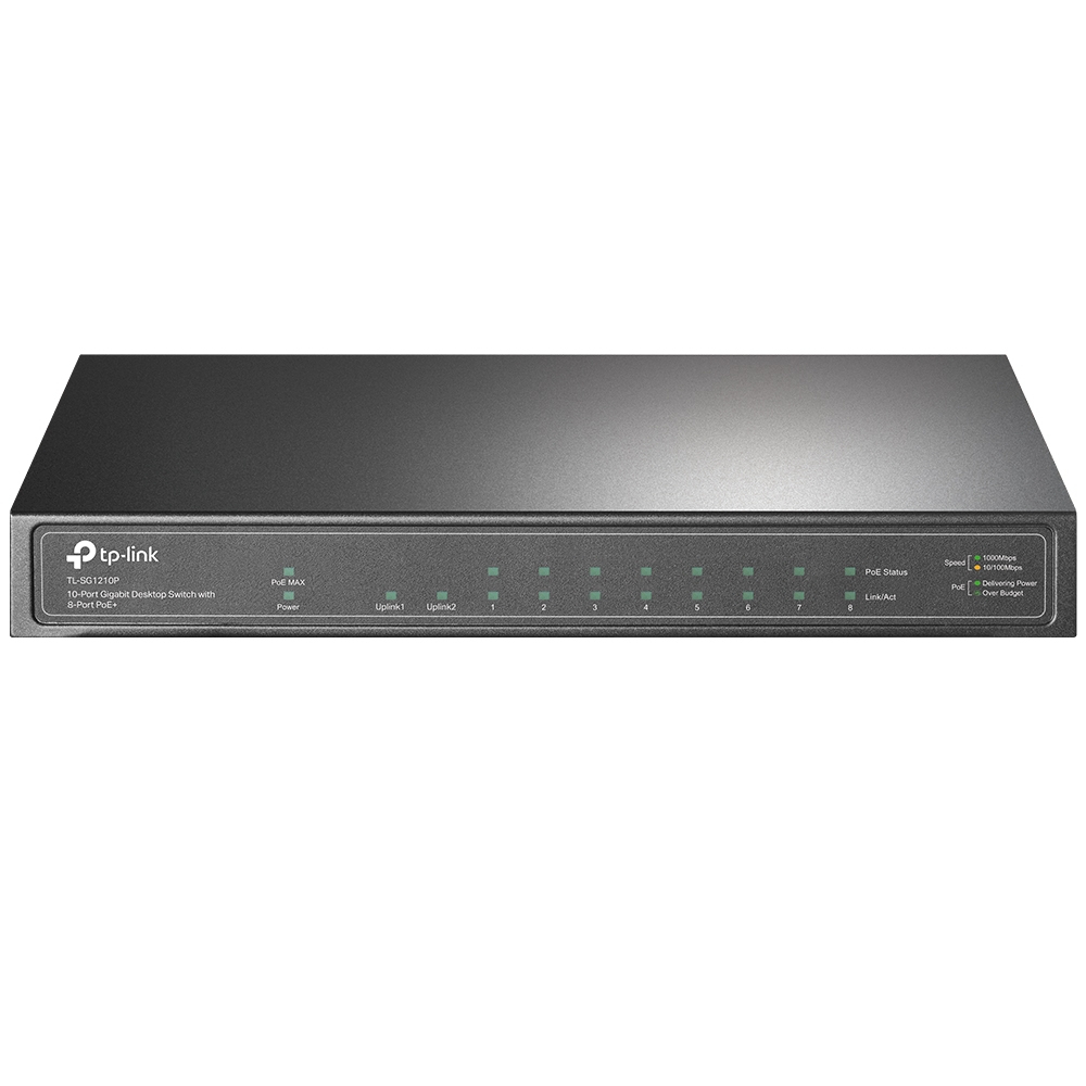 tp-link TL-SG1210P New 10-Port Gigabit Desktop Switch with 8-Port PoE+ ...