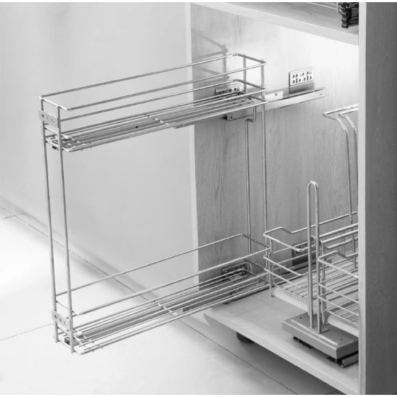 2 Layer Stainless Spice Rack / Stainless Steel Condiments Pull Out ...