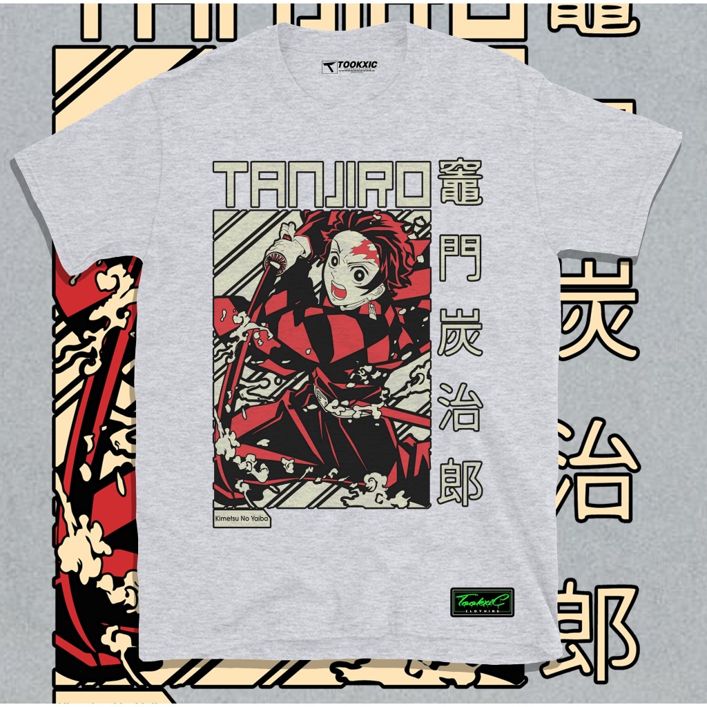 Demon Slayer | TANJIRO | Anime Shirt | Light Acid Gray | Sublimation ...