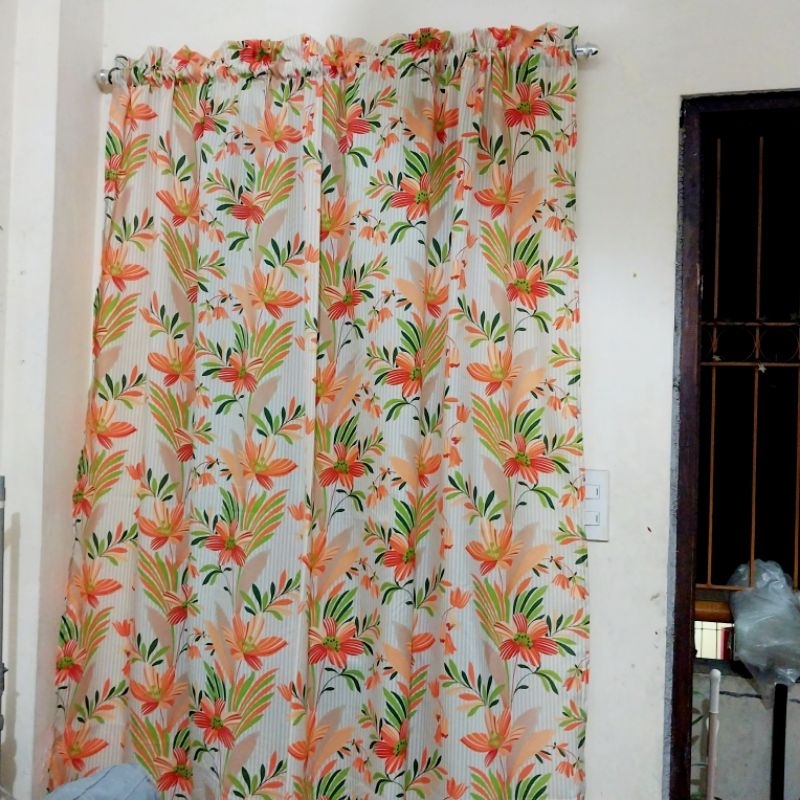 CURTAIN FOR WINDOWS NO RING LONG AND SHORT FLORAL DESIGNS 58 INCHES ...