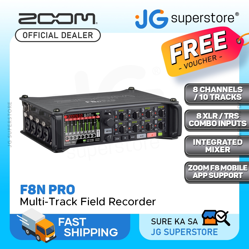 Zoom F8N Pro Multi-Track Field Audio Recorder & Mixer with 8 Channels ...